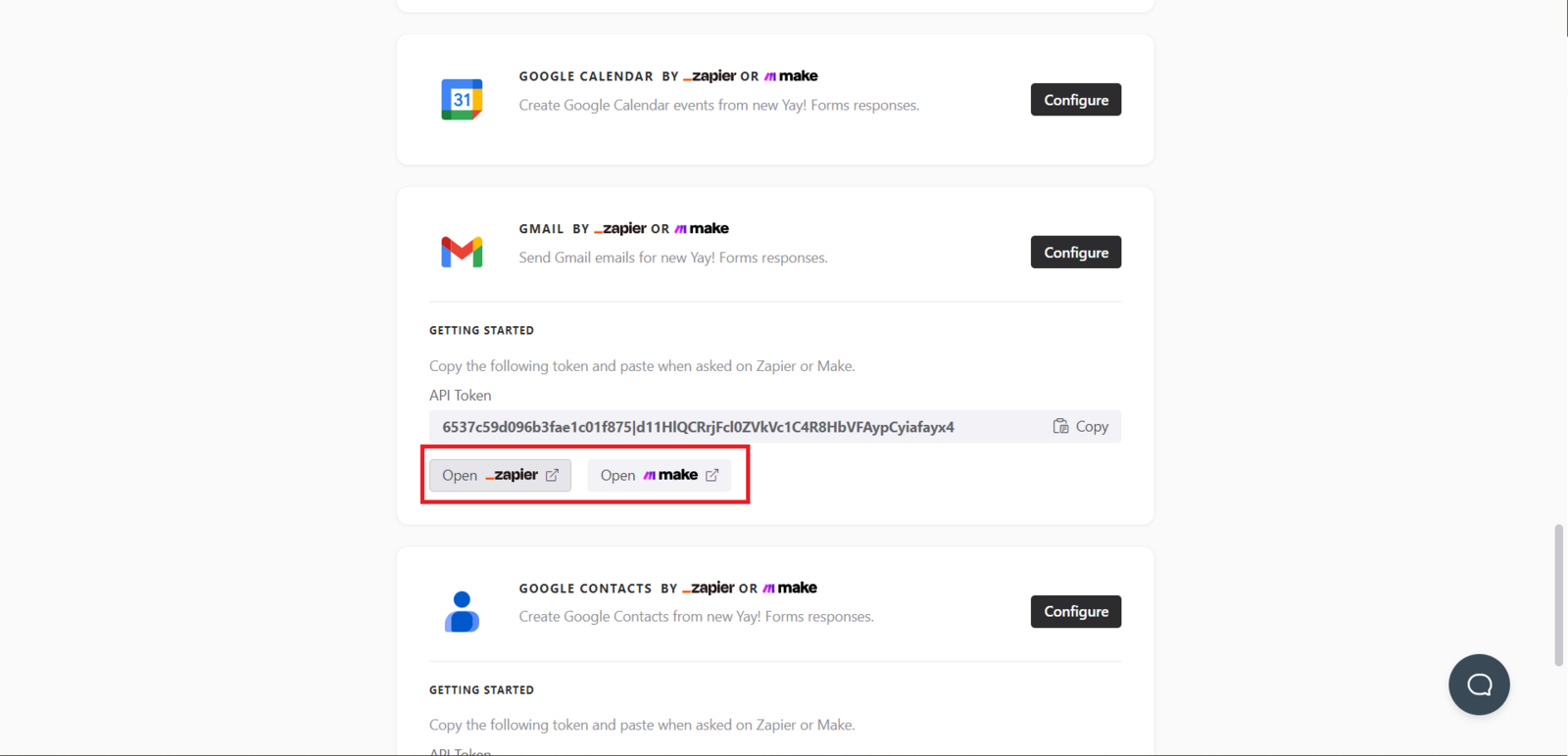 Cómo integrar Yay! Forms con Gmail a través de Make | Yay! Forms