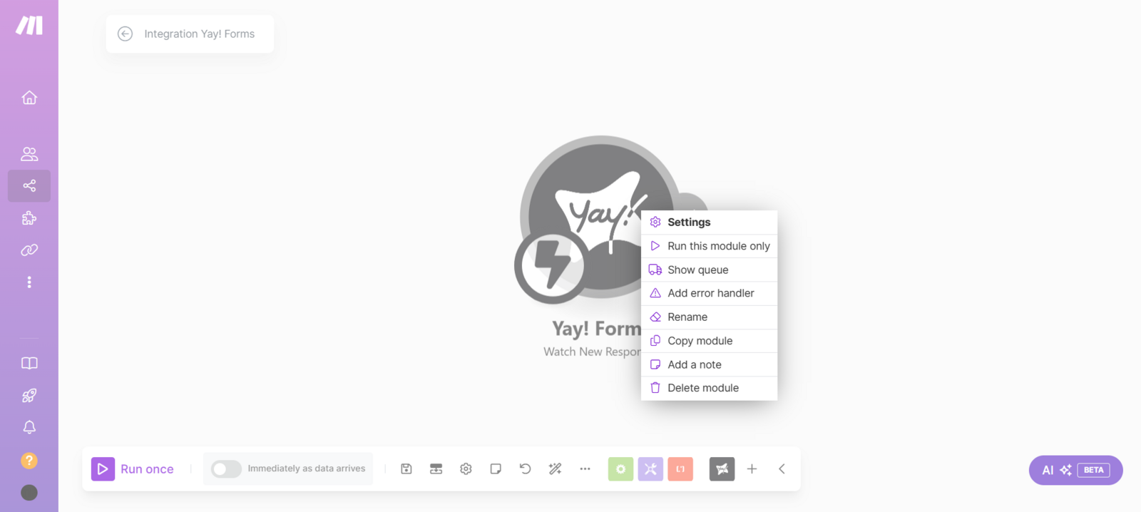 Cómo resolver problemas al recibir datos en Make | Yay! Forms