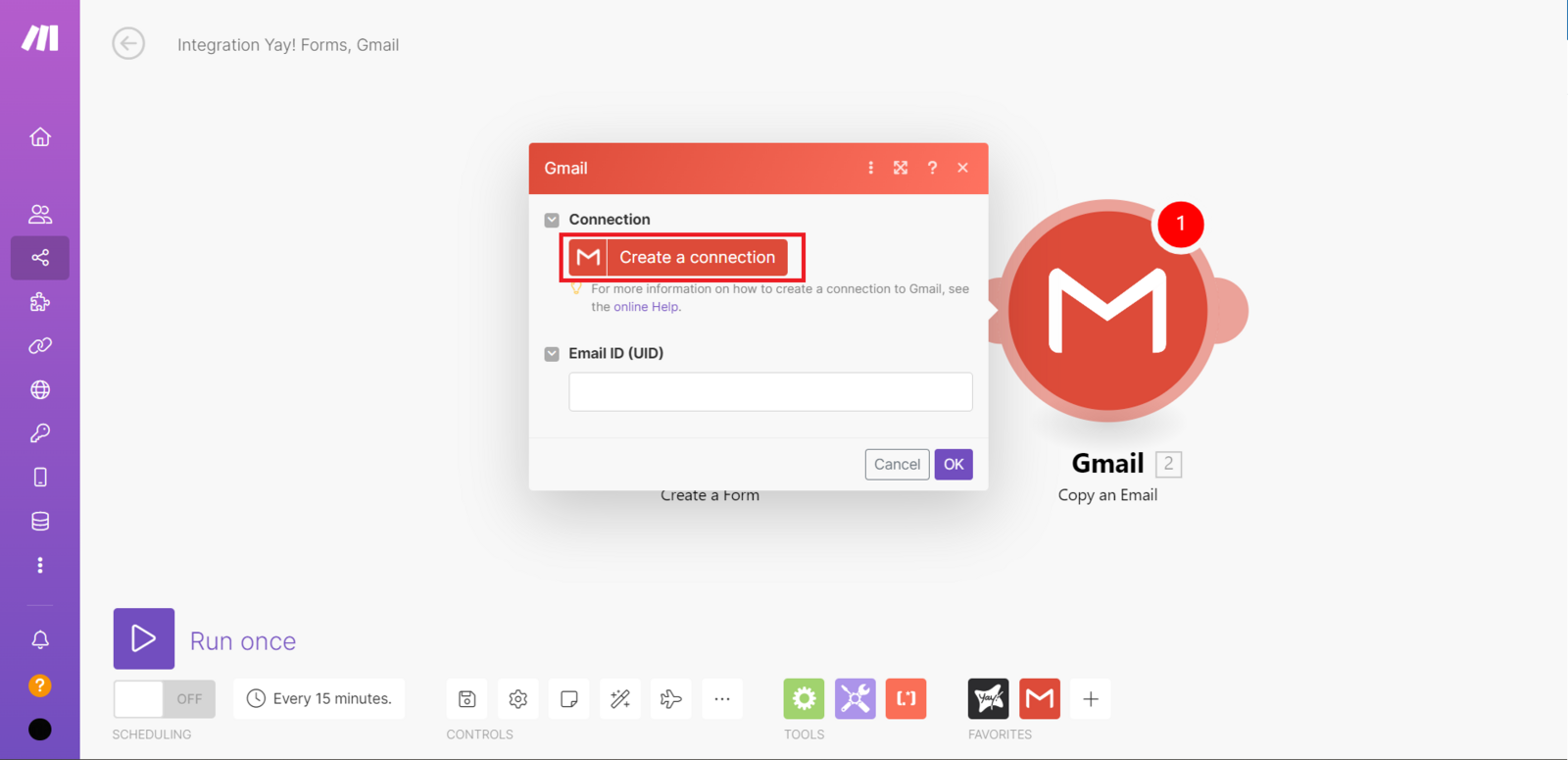 Cómo integrar Yay! Forms con Gmail a través de Make | Yay! Forms