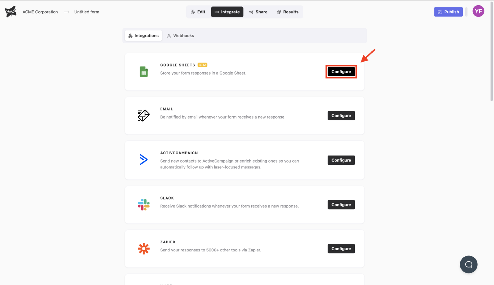 How to Integrate Yay! Forms with Google Sheets | Yay! Forms